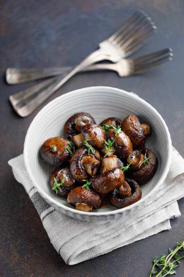 Grilled Champignons with Thyme Stock Photo - Image of champignons, food ...