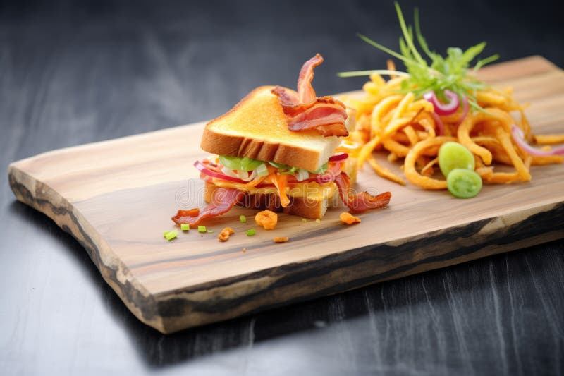 Grilled Cheese with Bacon Strips on a Slate Board Stock Photo - Image ...