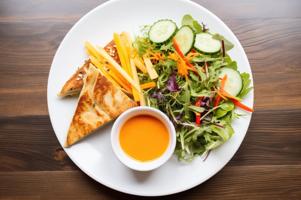Grilled Cheese Cut into Triangles with a Side Salad Stock Illustration ...