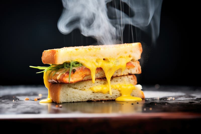 Grilled Cheese Halved with Steam Rising Stock Image - Image of comfort ...