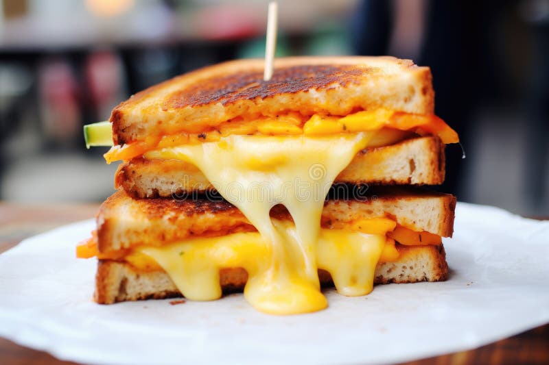 Grilled Cheese Oozing with Three Types of Cheese Stock Image - Image of ...