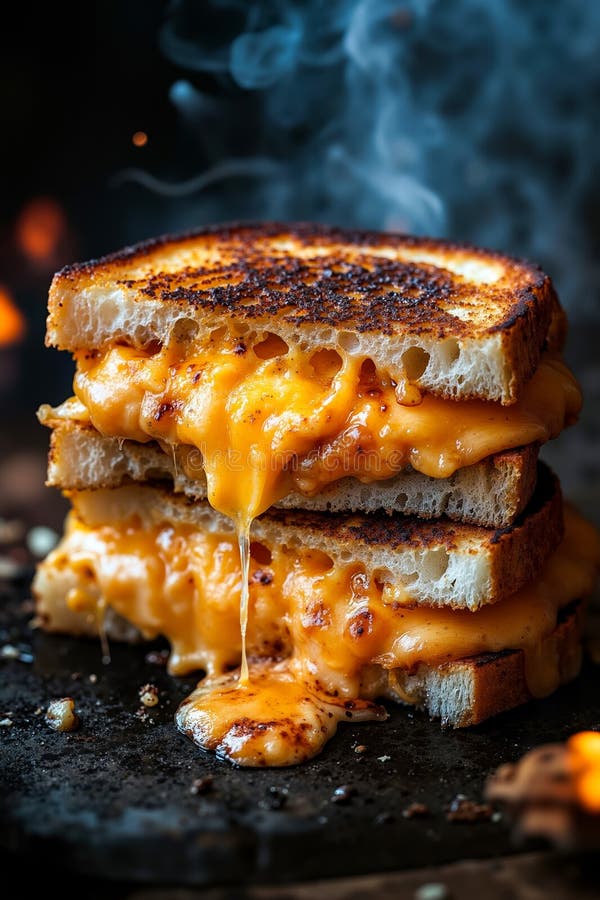 A Grilled Cheese Sandwich is Being Drizzled with Melted Cheese Stock ...
