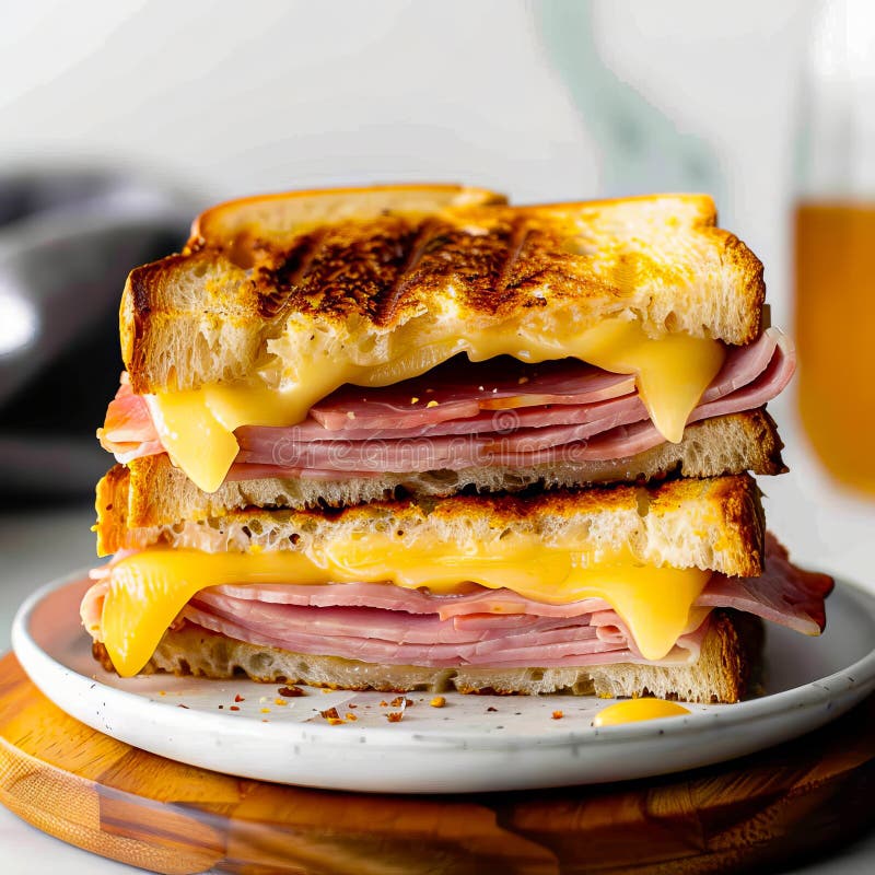 A Grilled Cheese Sandwich with Ham and Cheese Stock Image - Image of ...