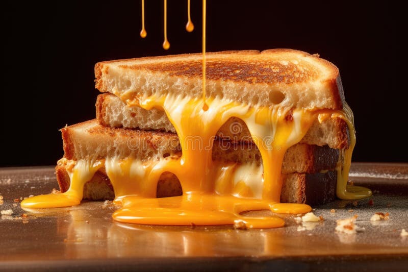 Grilled Cheese Sandwich with Melting Cheese Oozing Out Stock ...