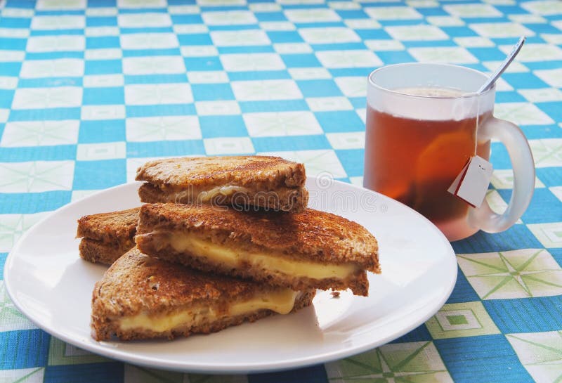 Grilled cheese and tea stock image. Image of drink, hungry - 14424871
