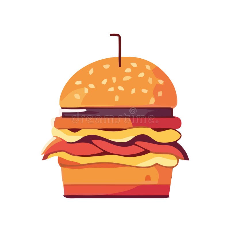 Grilled Cheeseburger on Sesame Bun, Icon Stock Vector - Illustration of ...