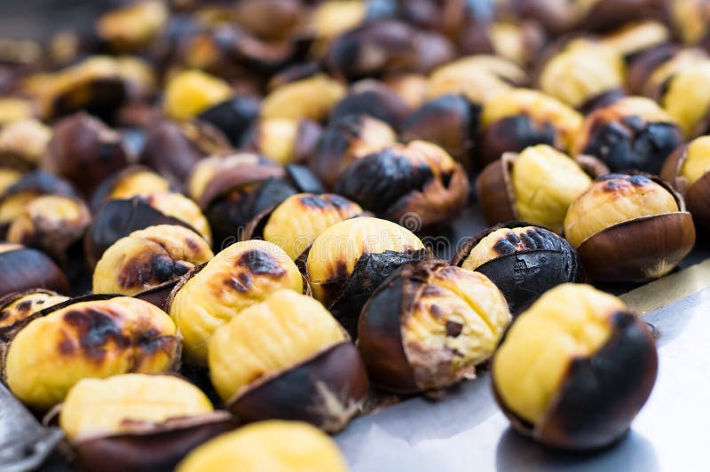 Roasted chestnuts closeup stock image. Image of roasted - 1448535