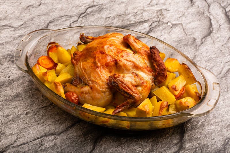 Grilled Chicken With Baked Potato On Table Stock Image Image Of Pepper Roast 217183951