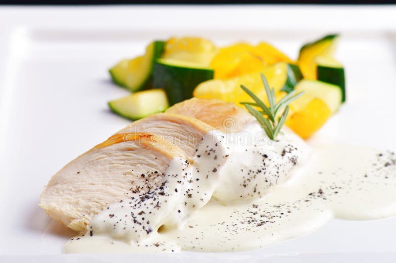 Grilled Chicken Breast with Fresh Vegetables Stock Photo - Image of ...