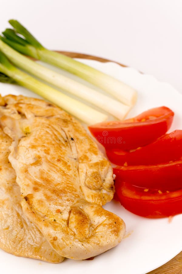 Grilled Chicken Breast with Fresh Vegetables . Selective Focus Stock ...