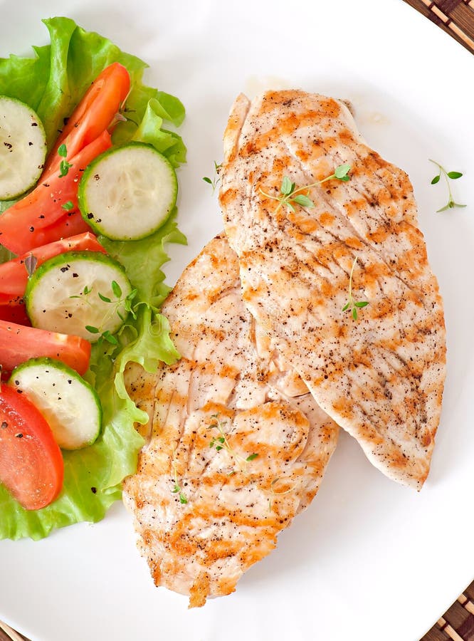 Grilled Chicken Breasts and Vegetables Stock Photo - Image of grilled ...