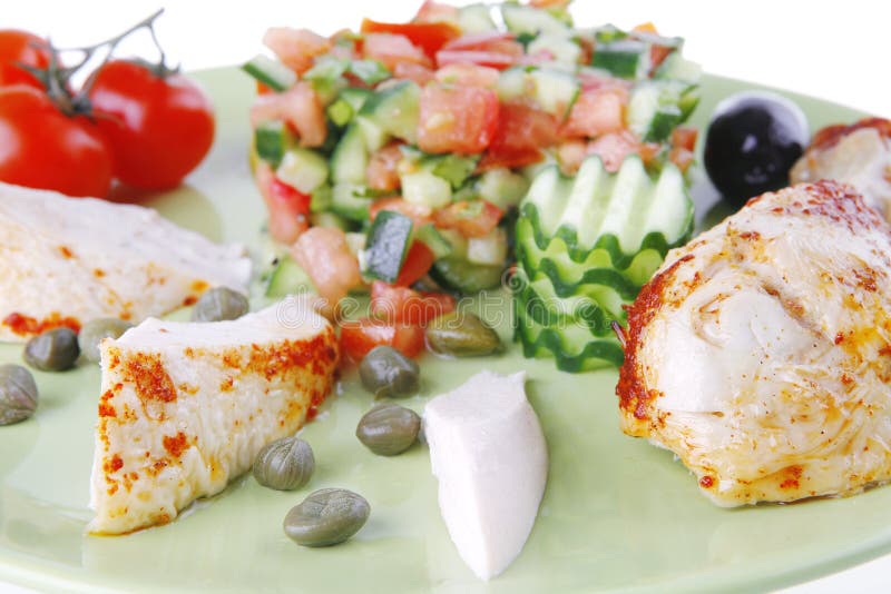 Grilled Chicken Drumstick Chunks on Stock Photo - Image of food, lunch ...