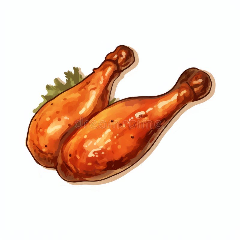 Grilled Chicken Drumstick Vector Illustration. BBQ Food Icon Stock ...