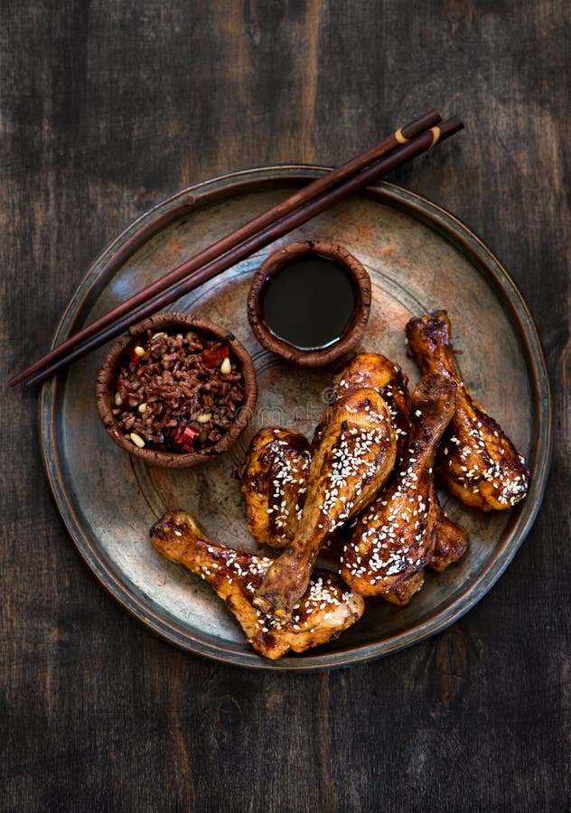 Grilled Chicken Drumsticks with Brown Wild Rice Stock Photo - Image of ...
