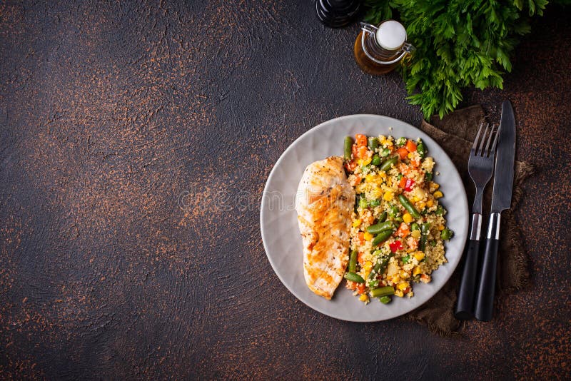 Grilled Chicken Fillet with Vegetables Stock Image - Image of breast ...