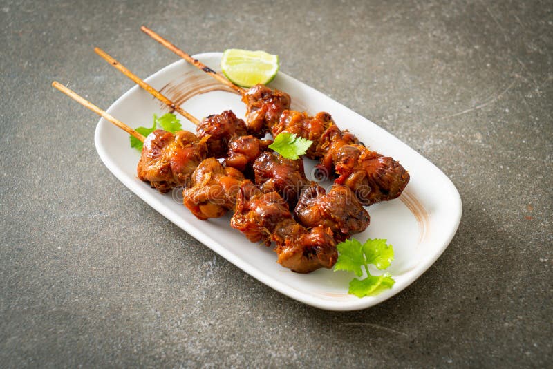 Grilled Chicken Gizzard Skewer with Herbs and Spices Stock Image ...