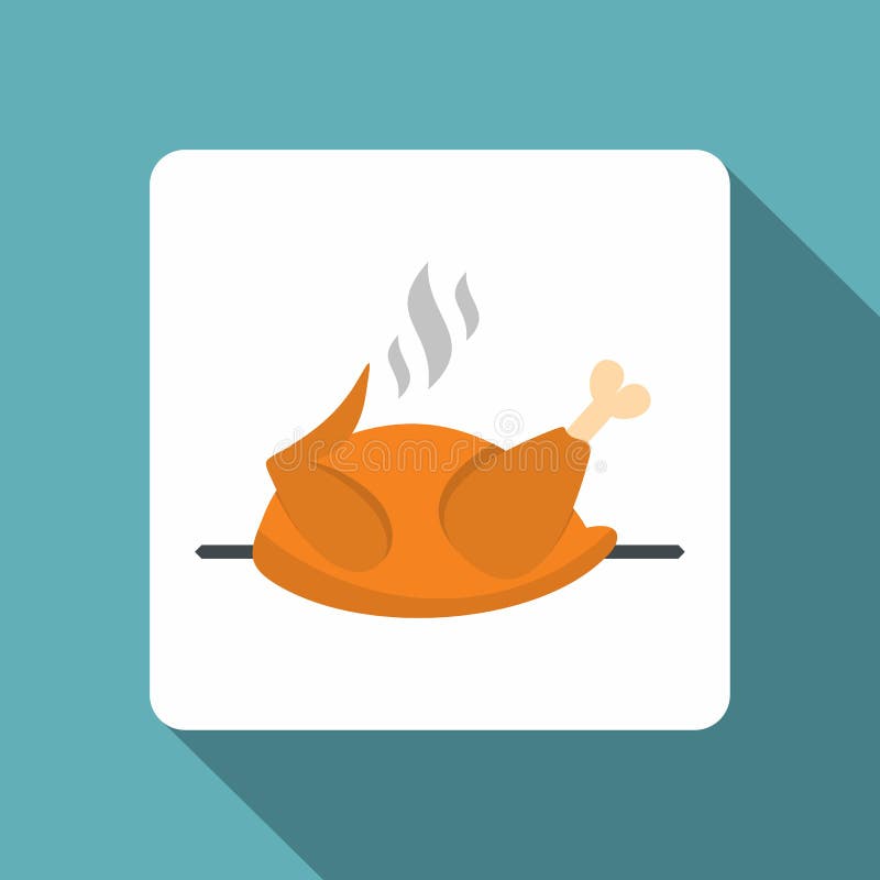 Grilled Chicken on a Grill Icon, Flat Style Stock Vector - Illustration ...
