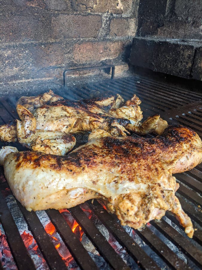Grilled Chicken on the Grill Prepared with Spices Stock Image - Image ...