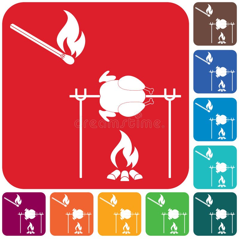 Grilled chicken icon stock vector. Illustration of fried - 132773497