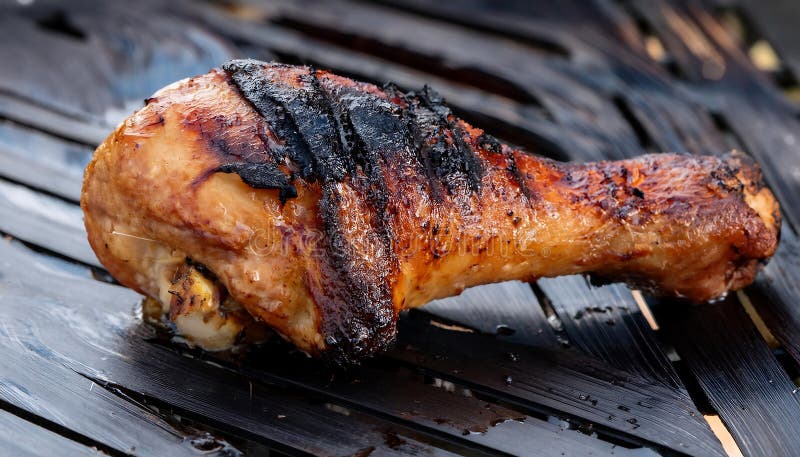 A Grilled Chicken Leg with Dark Char Marks Stock Illustration ...