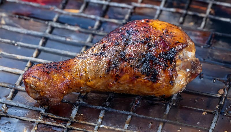 A Grilled Chicken Leg with Dark Char Marks Stock Illustration ...