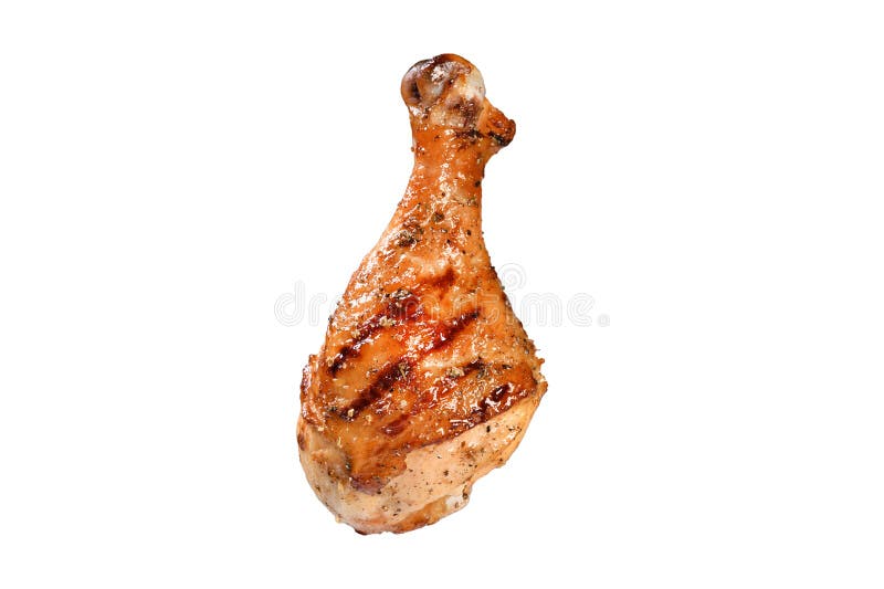 Grilled Chicken Leg on White Background. Stock Image - Image of meat ...