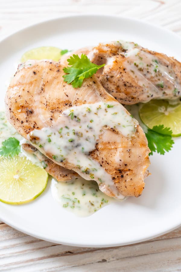 Grilled Chicken with Lemon Lime Sauce Stock Photo - Image of homemade ...