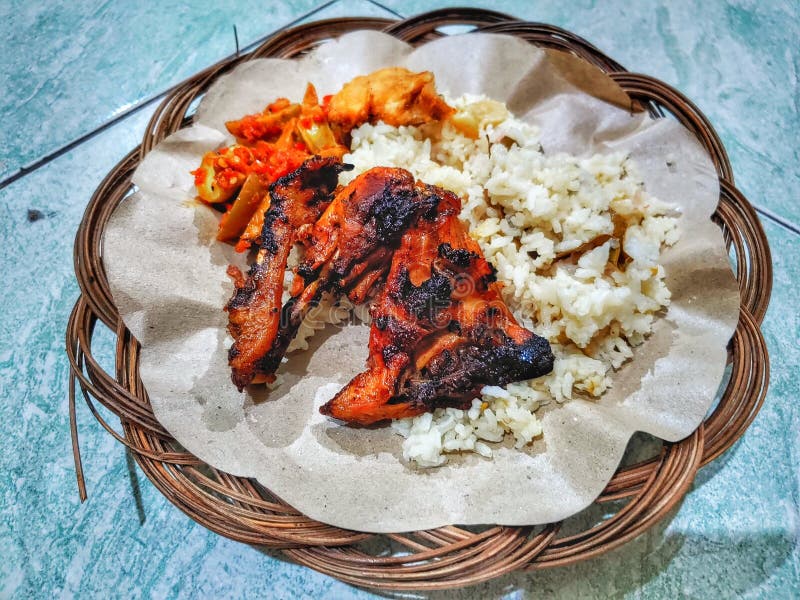 Grilled Chicken Menu with Jengkol Balado Stock Photo - Image of menu ...