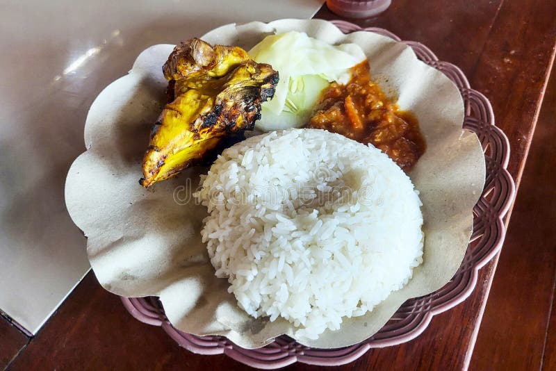 Grilled Chicken Mixed Rice is Served Stock Image - Image of barbecue ...