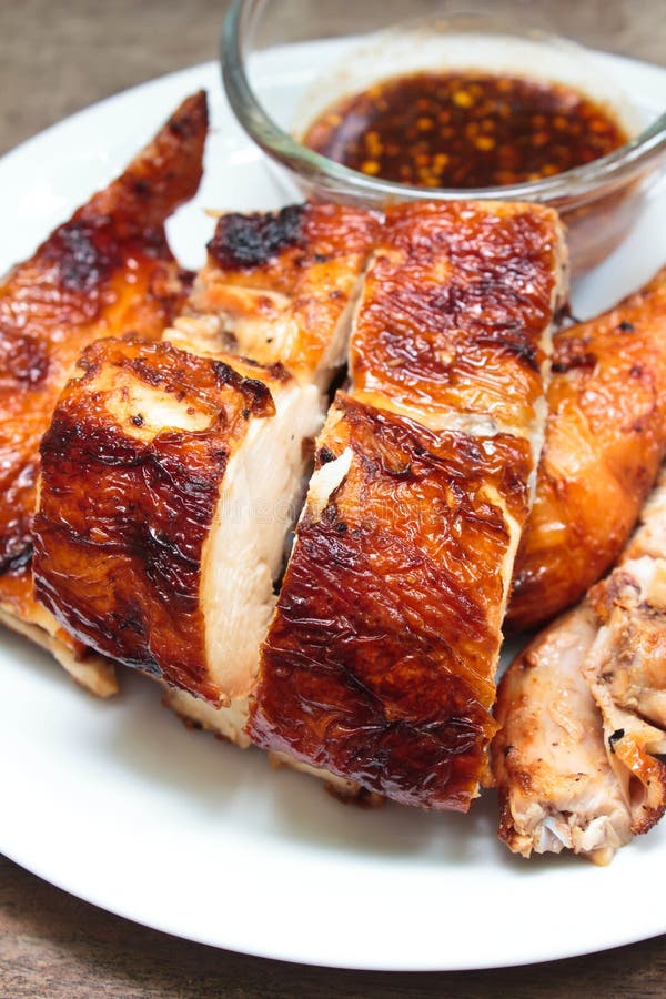 Grilled chicken on plate. stock photo. Image of meal - 44649516
