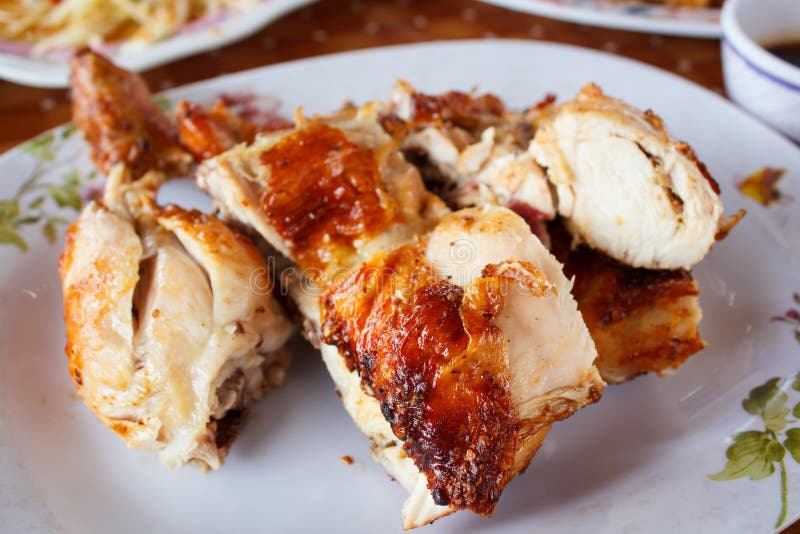 Grilled chicken on plate. stock image. Image of skin - 56774629