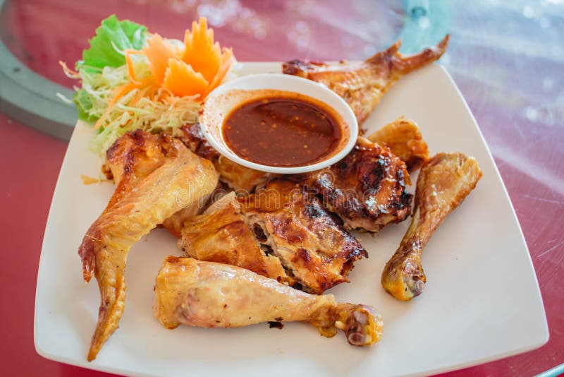 Grilled chicken on plate. stock image. Image of pepper - 83012735