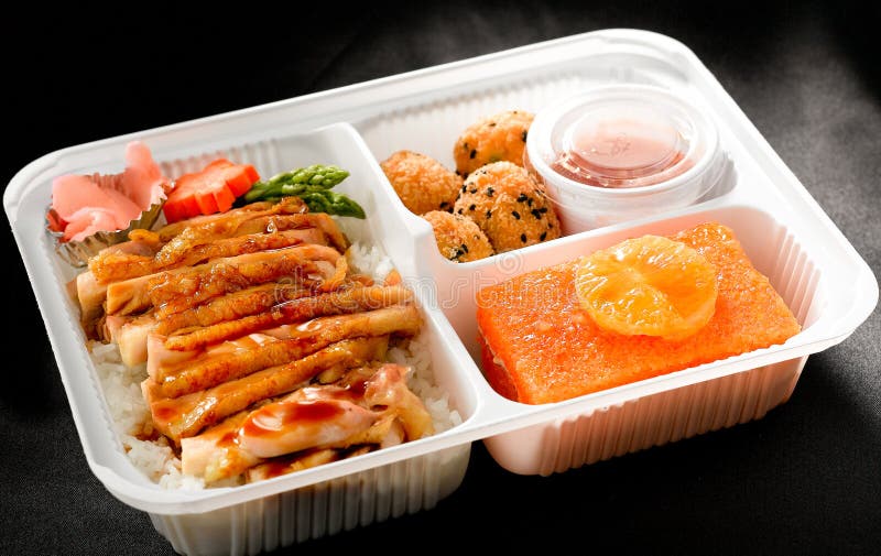 Ready Made Thai Food Style In The Bento Rice Box Stock Photo - Image of ...