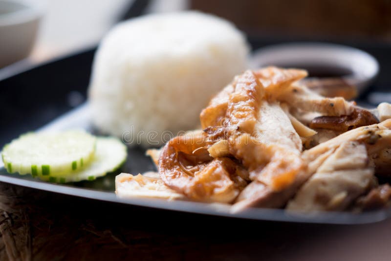 Grilled Chicken with Rice and Cucumber Stock Photo - Image of meal ...