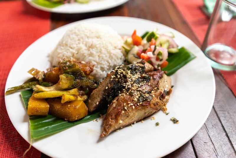 Grilled chicken with Rice stock image. Image of meat - 147096787