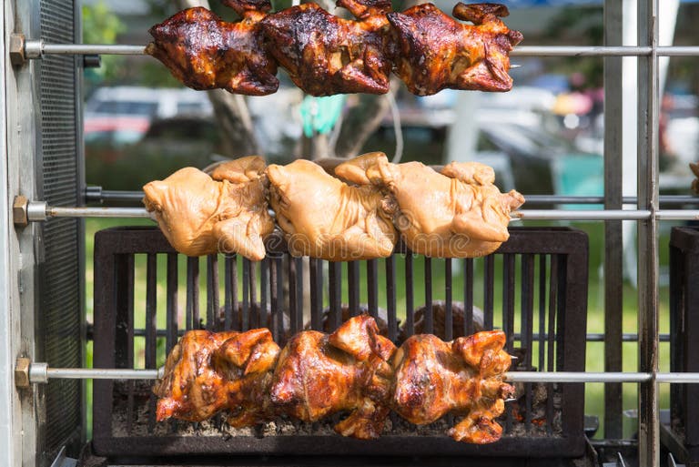 Grilled Chicken is Rotation. Stock Photo - Image of rotate, roasted ...