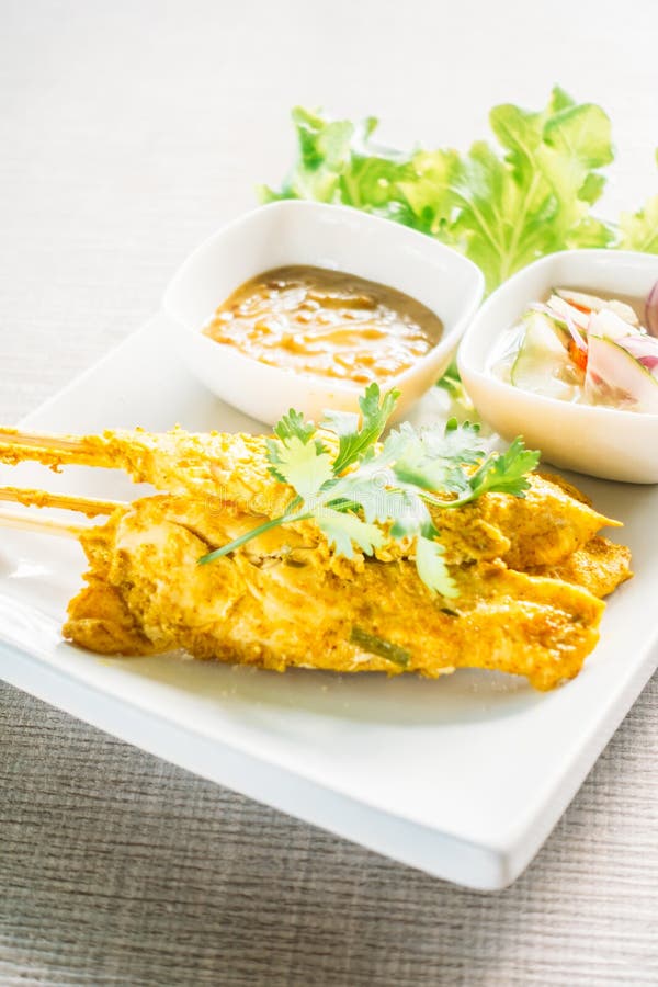 Grilled chicken satay stock photo. Image of satay, cuisine - 120857968