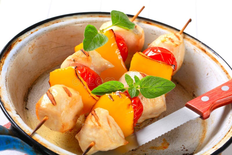 Grilled chicken skewers stock photo. Image of yellow - 31249230