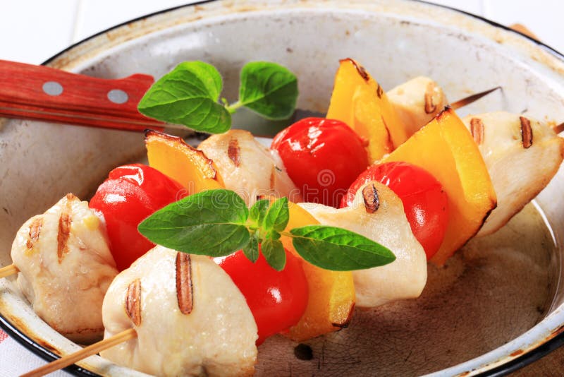 Grilled chicken skewers stock photo. Image of pepper - 55314662
