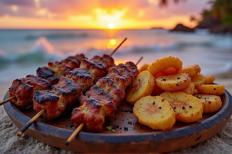 Grilled Chicken Pineapple Sunset Dinner Stock Photos - Free & Royalty ...