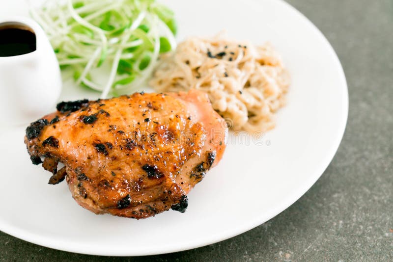 Grilled chicken steak stock image. Image of background - 105216259