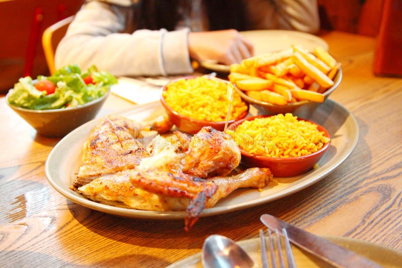 Grilled Chicken Steak Ready To Eat on Dish. Stock Photo - Image of ...