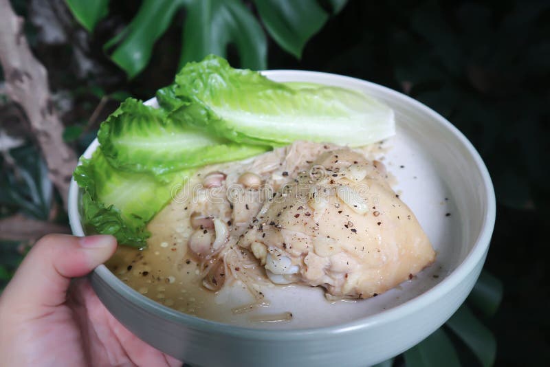 Grilled Chicken or Chicken Steak with White Cream Sauce Stock Photo ...