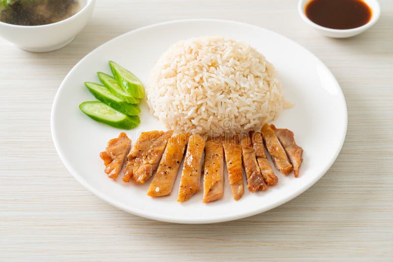 Grilled Chicken with Steamed Rice Stock Image - Image of chinese ...