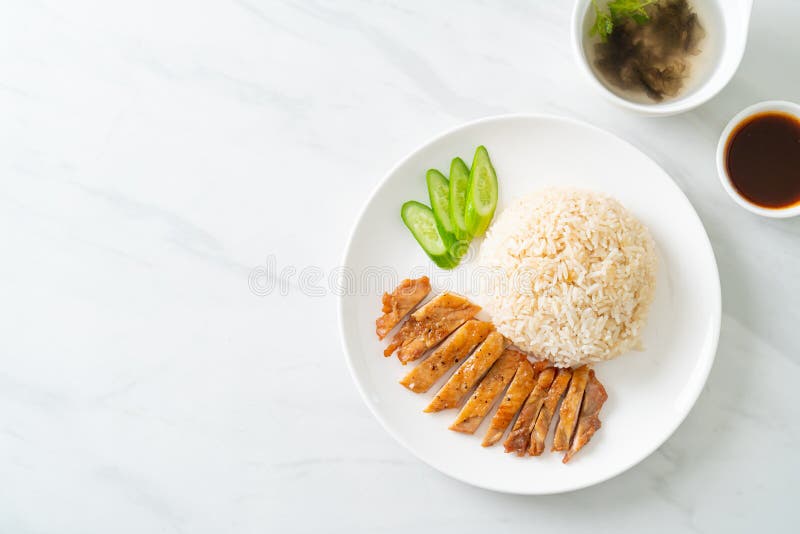 Grilled Chicken with Steamed Rice Stock Photo - Image of food, culture ...