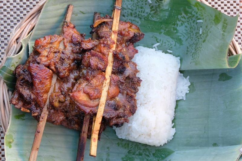 Grilled Chicken and Sticky Rice Stock Image - Image of sauce, healthy ...
