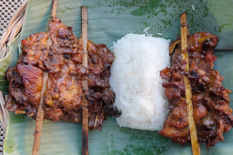 Grilled Chicken and Sticky Rice Stock Photo - Image of lunch, roast ...