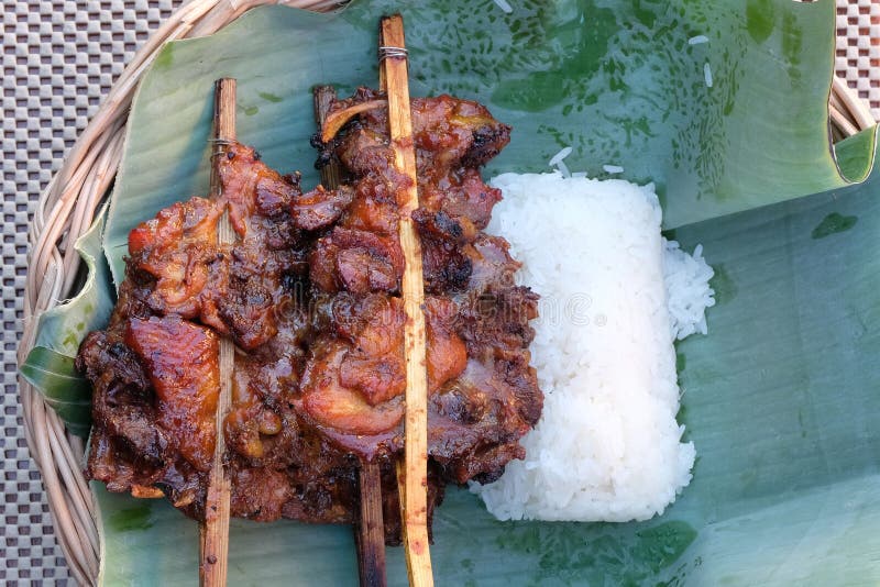 Grilled Chicken and Sticky Rice Stock Photo - Image of rice, cooked ...