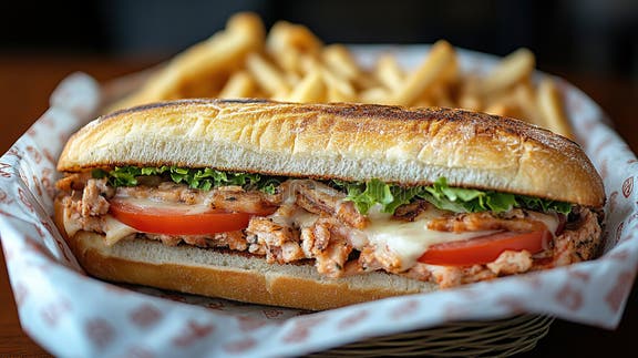 Grilled Chicken Sub with Fries Stock Image - Image of tasty, brown ...
