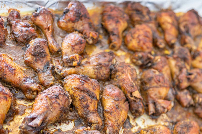 Grilled Chicken Thighs Ready To Eat at a Party Stock Image - Image of ...